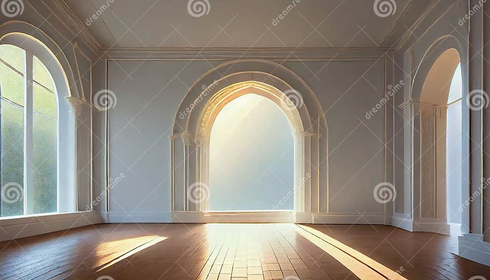 Large Empty Hall with Windows and Doors Stock Illustration ...