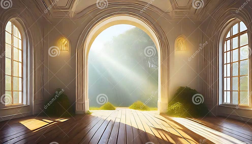 Large Empty Hall with Windows and Doors Stock Illustration ...