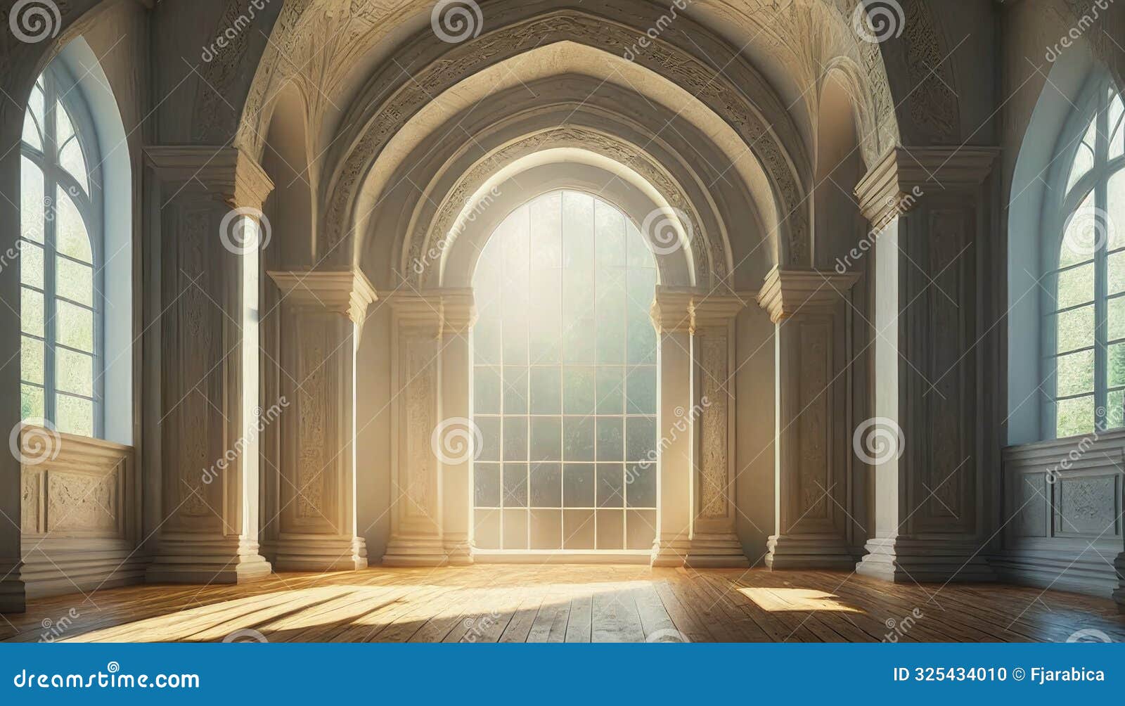 Large Empty Hall with Windows and Doors Stock Illustration ...