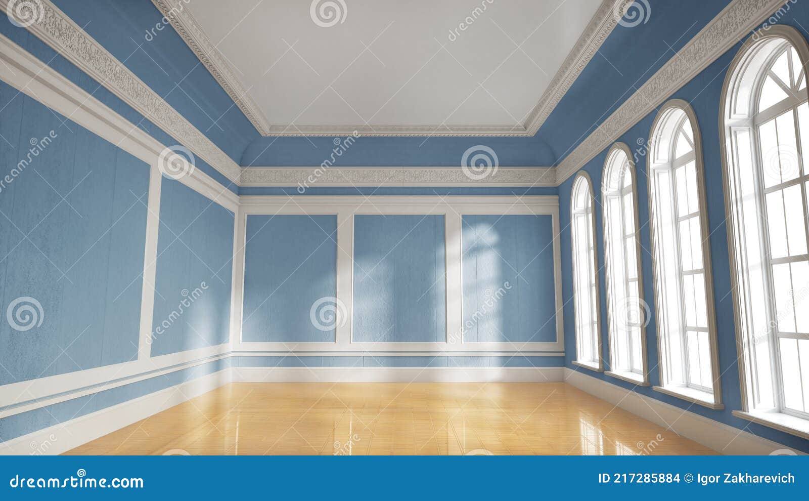 Large Empty Hall with Wooden Floors and Large Windows. Gallery Stock ...