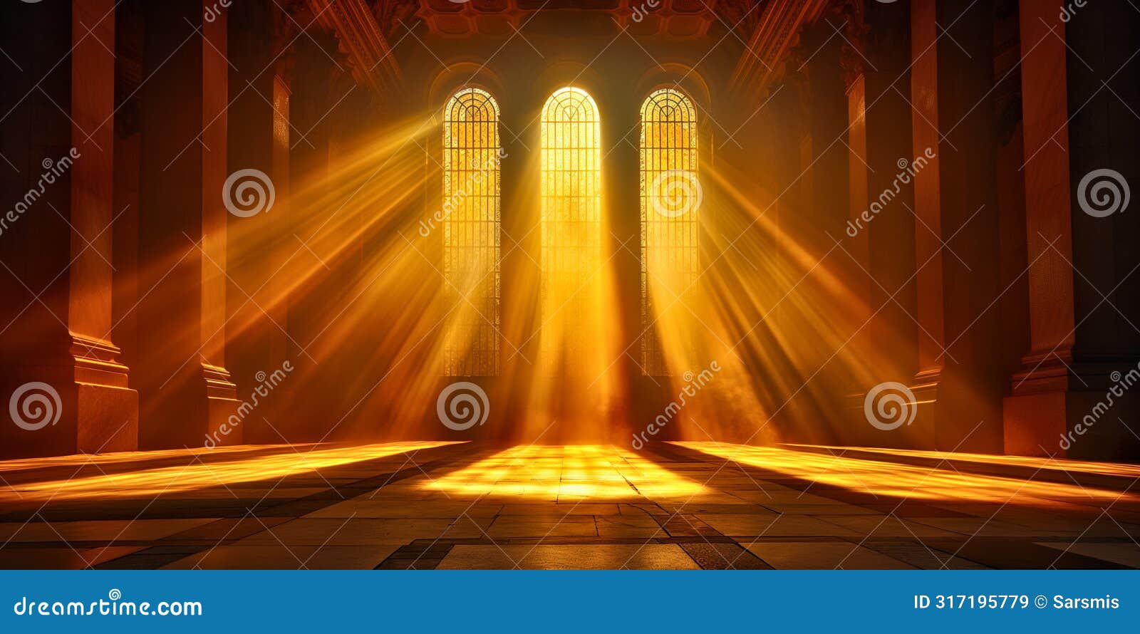 A Large Empty Historic Hall with a Windows that is Letting in a Lot of ...