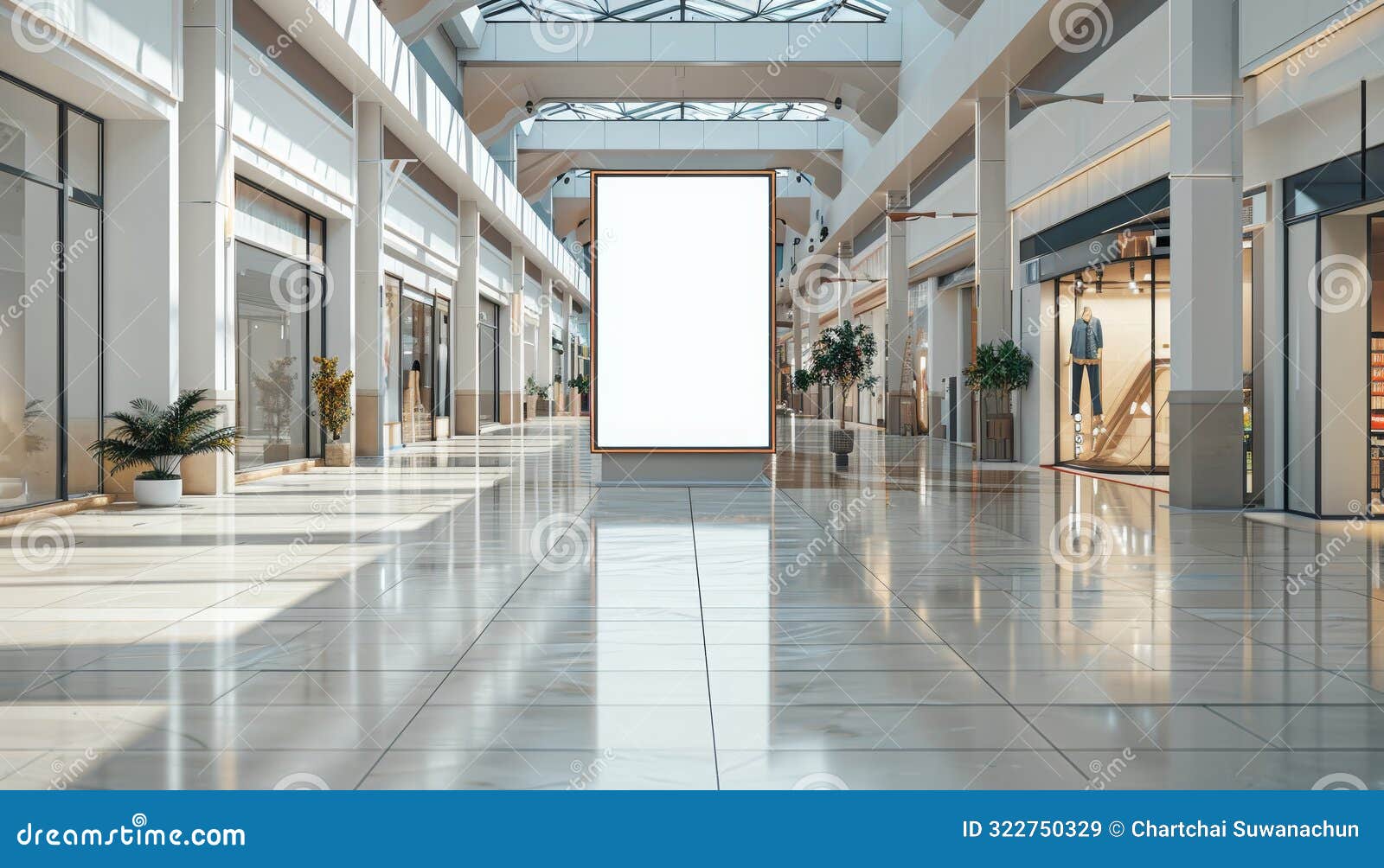 A Large Empty Mall with a White Sign in the Middle by AI Generated ...