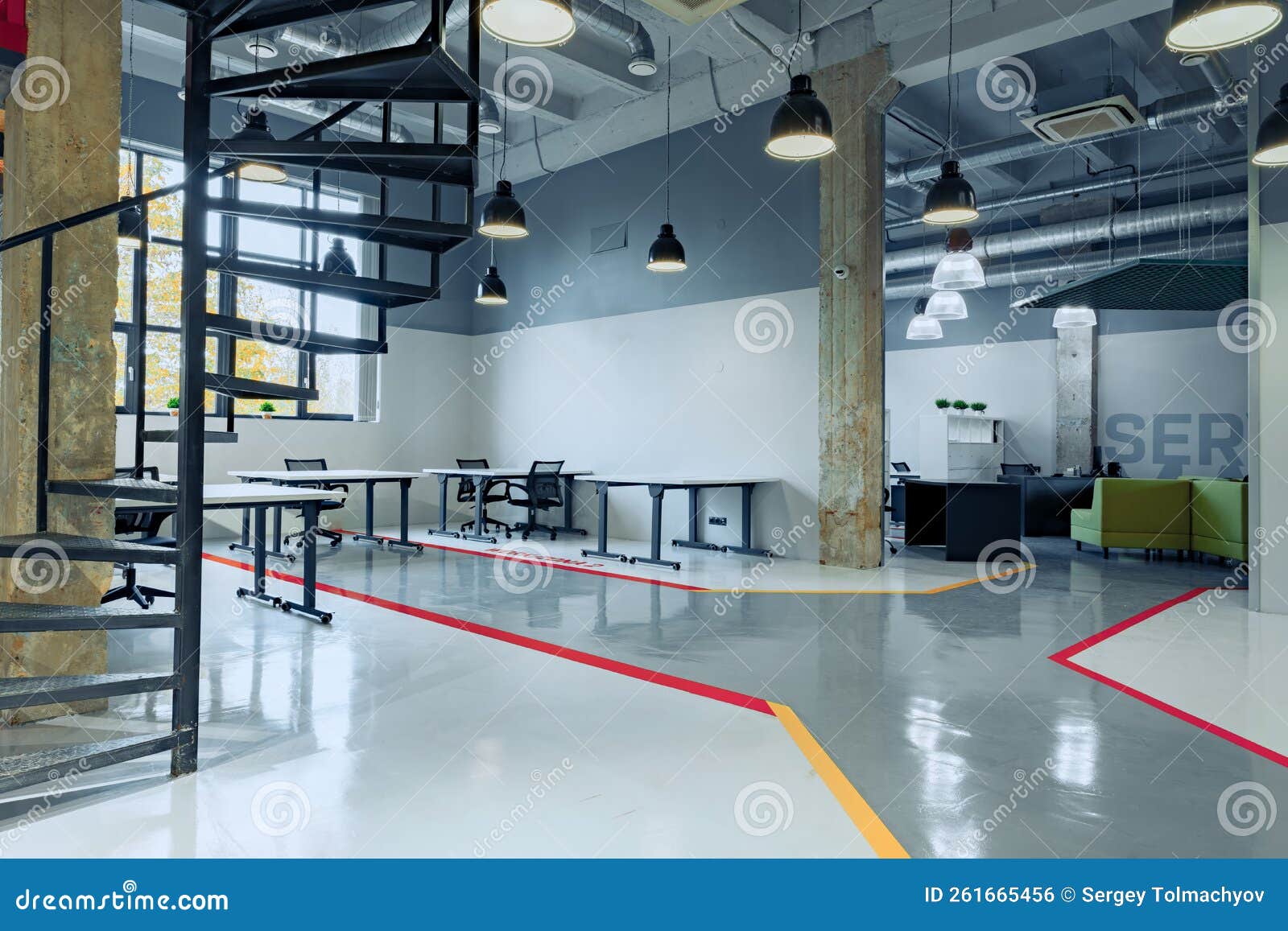 Large Empty Modern Open Space Office Interior Background Editorial ...
