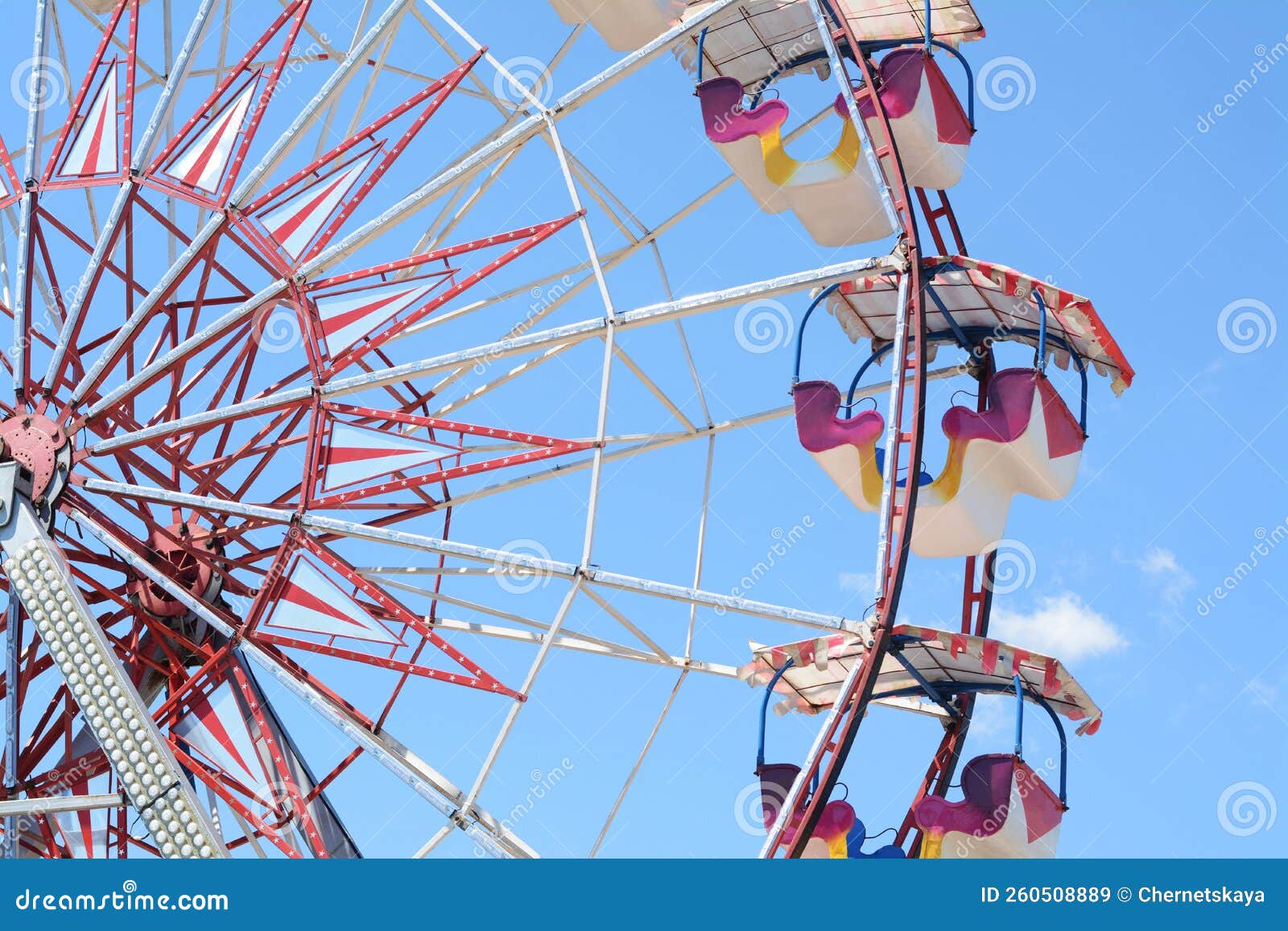 Large Empty Observation Wheel Against Blue Sky Stock Image - Image of ...