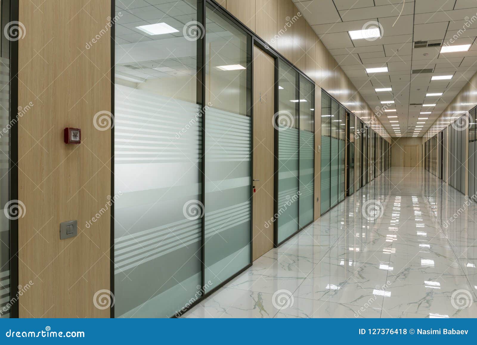 Large Empty Office Corridor Interior Stock Photo - Image of floor, hall ...