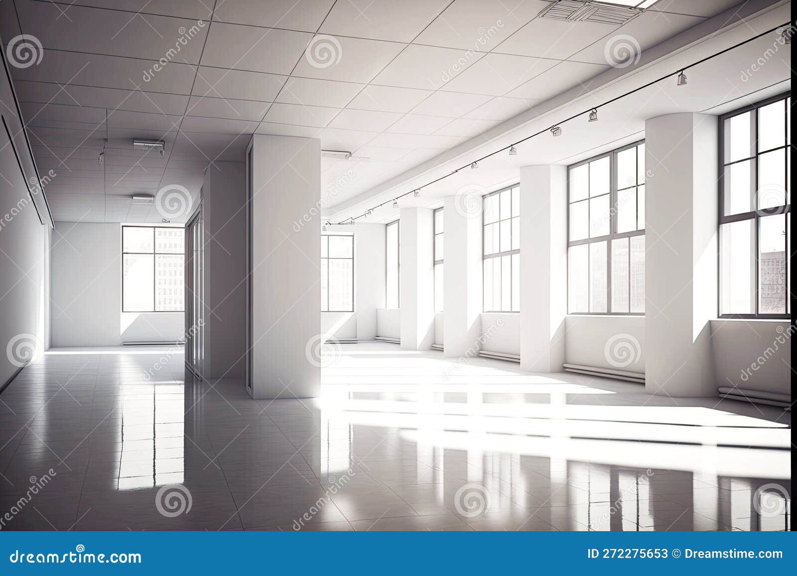 Large Empty Office E Flooded with Sunlight with Pleasant Interior Stock ...