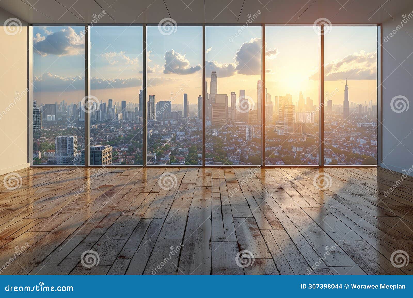 Large Empty Office Room and City View. Generative AI Stock Photo ...