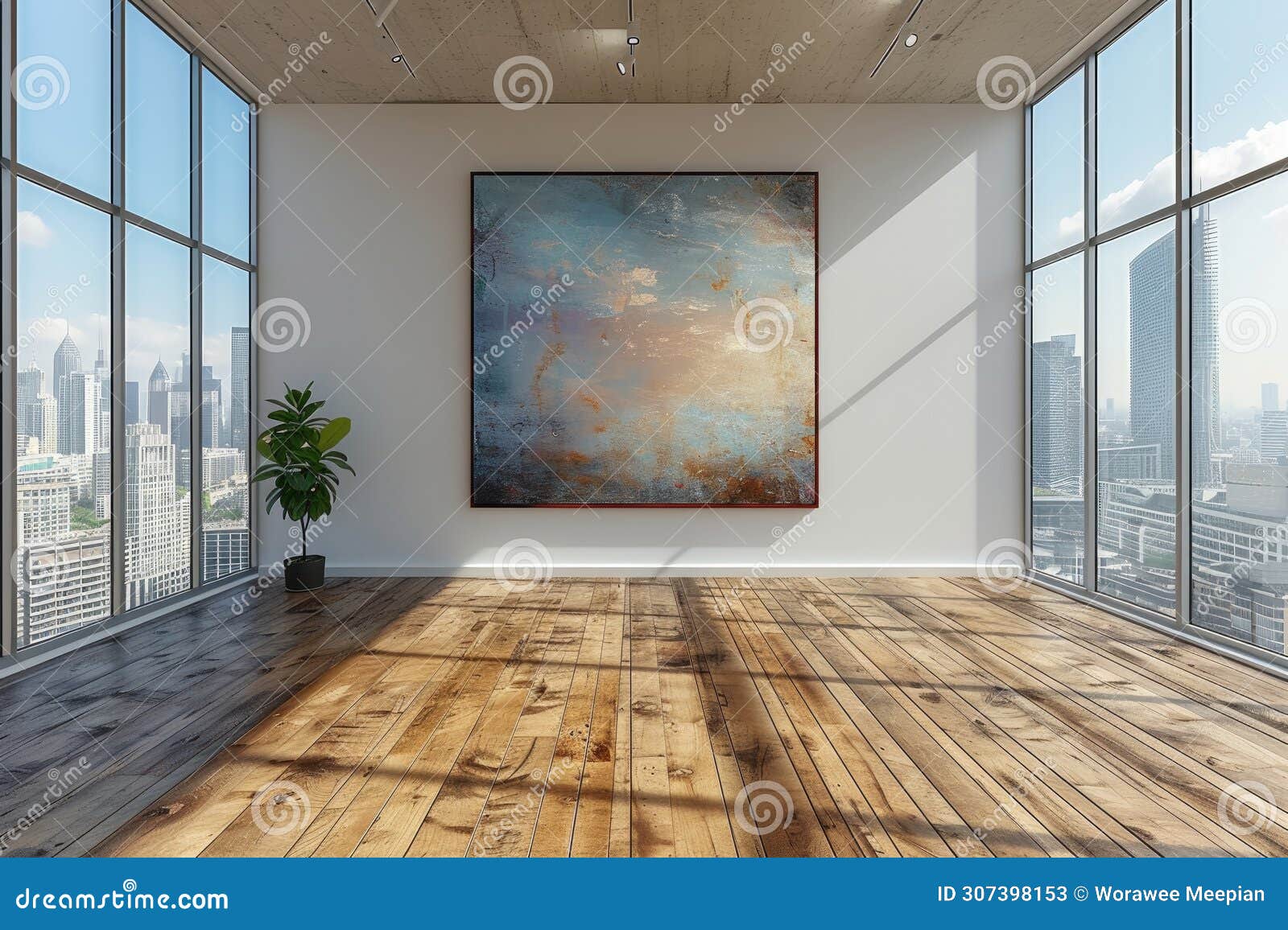 Large Empty Office Room and City View. Generative AI Stock Image ...