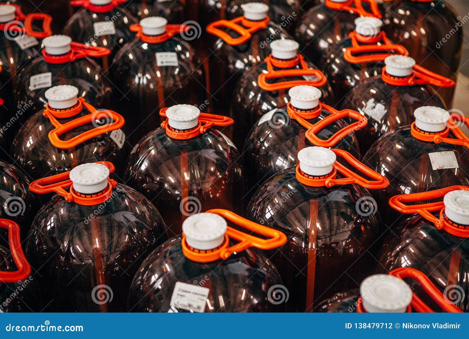 Large Empty Plastic Kegs for Beer. Close-up Stock Photo - Image of ...