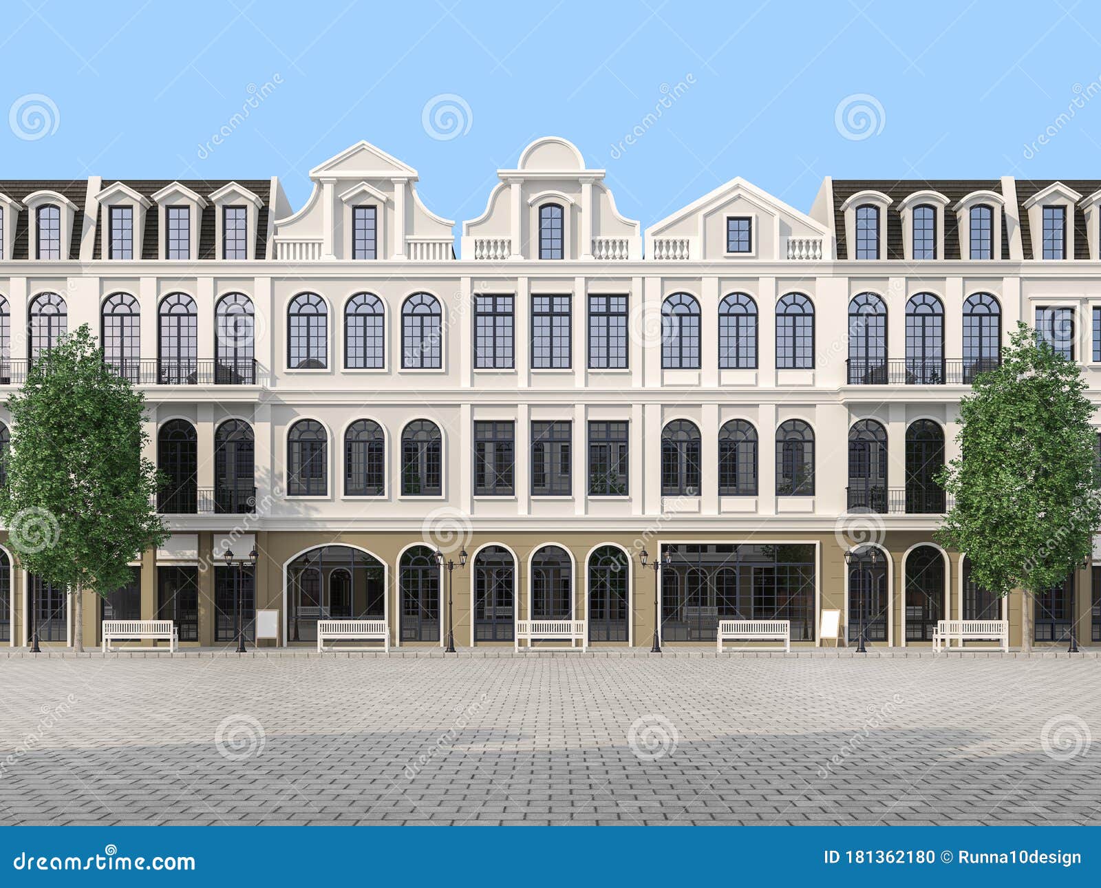 Large Empty Plaza with Classical Style Building Background 3d Render ...