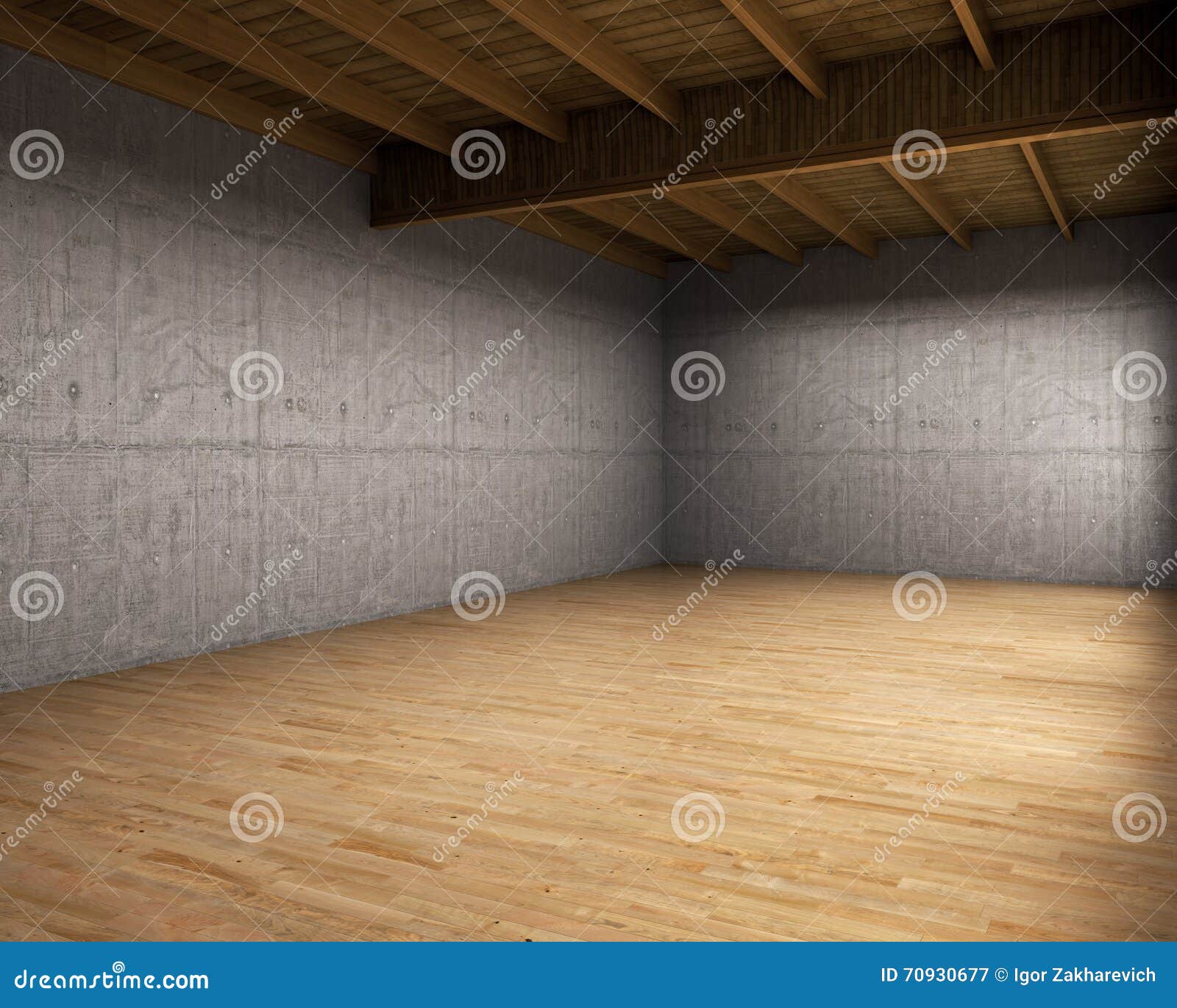 Large Empty Room with Concrete Walls. Stock Illustration - Illustration ...