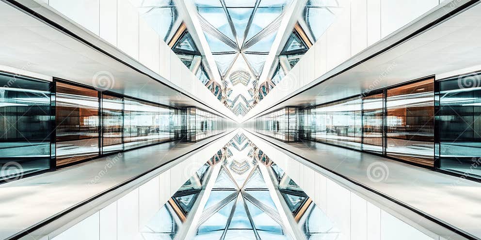 A Large, Empty Room with a Reflection of the Ceiling Stock Illustration ...