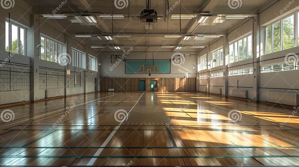 Large empty school gym stock illustration. Illustration of back - 322066568