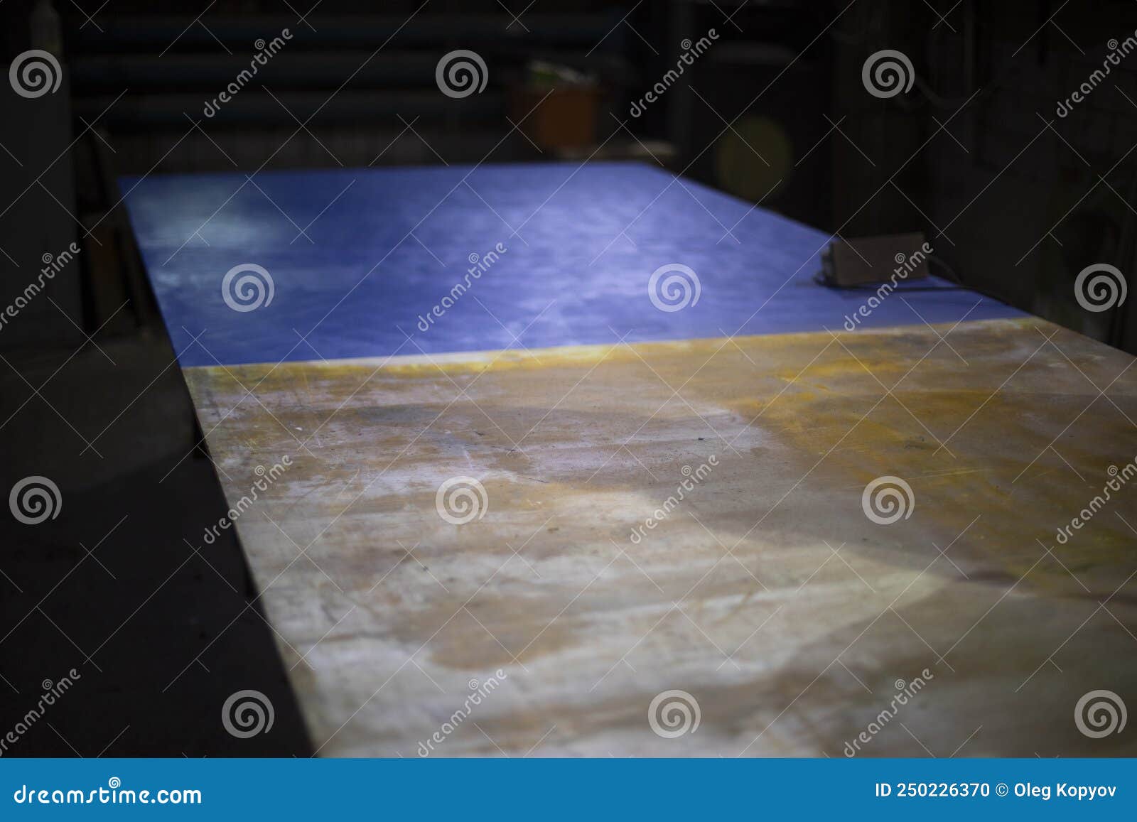 Large Empty Table in Workshop for Work. Table Made of Large Board Stock ...
