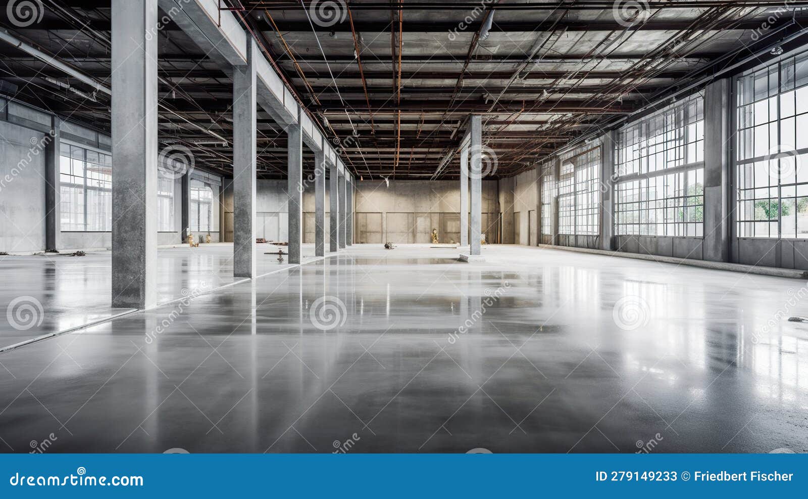 A Large Empty Warehouse with Lots of Windows. Generative AI Image ...