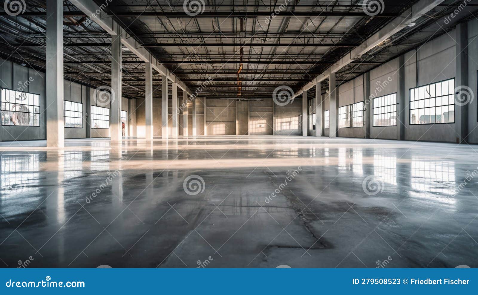 A Large Empty Warehouse with Lots of Windows. Generative AI Image ...