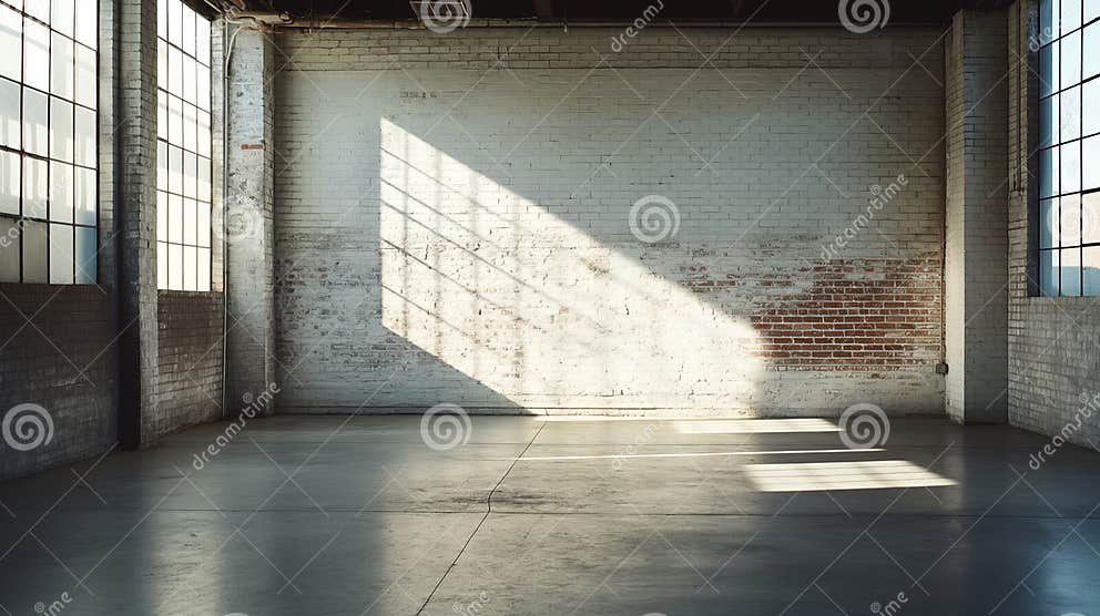 Large Empty Warehouse Space with High Ceilings and Sunlight Streaming ...