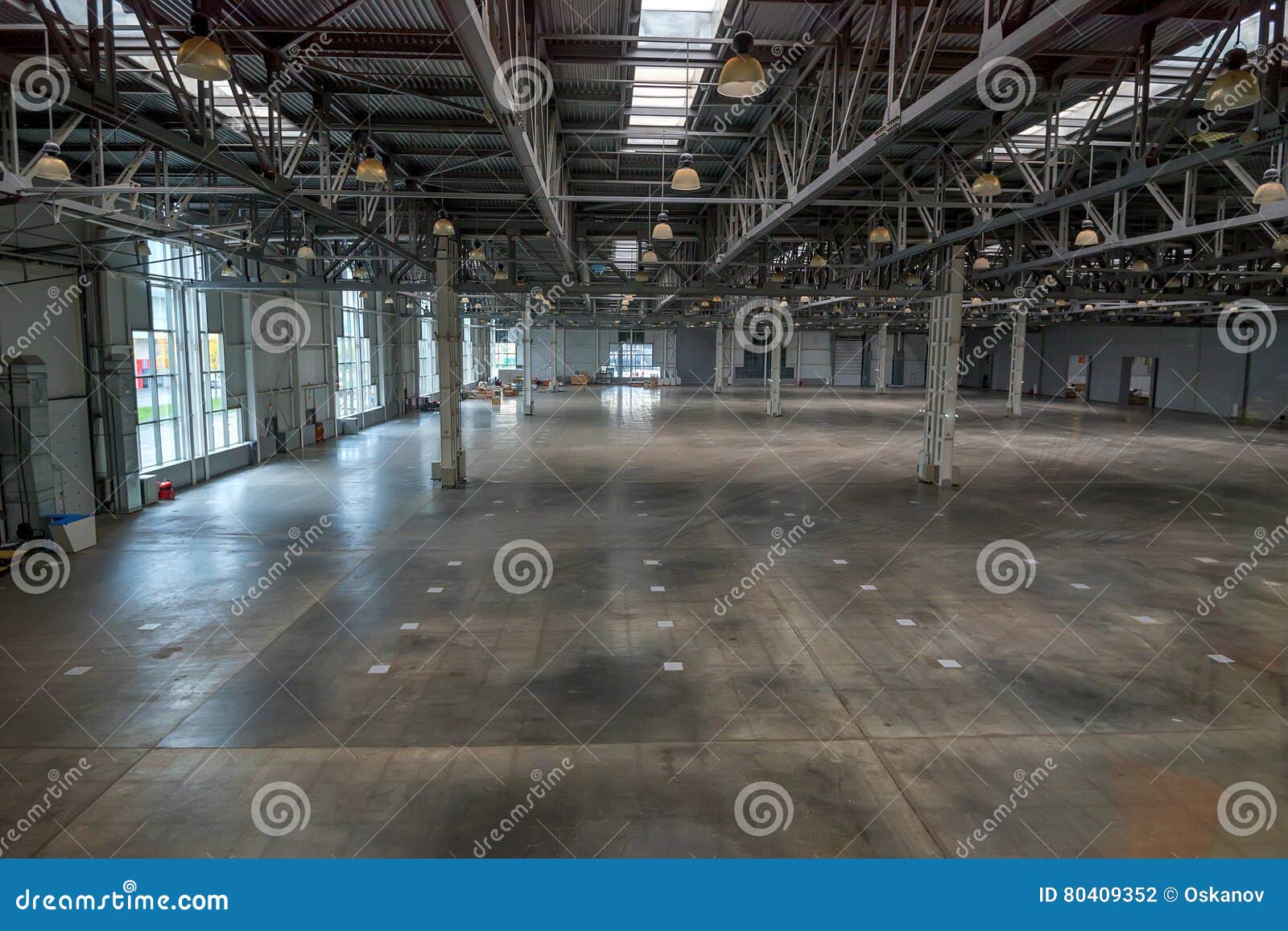 Large empty warehouse stock photo. Image of deposit, charge - 80409352