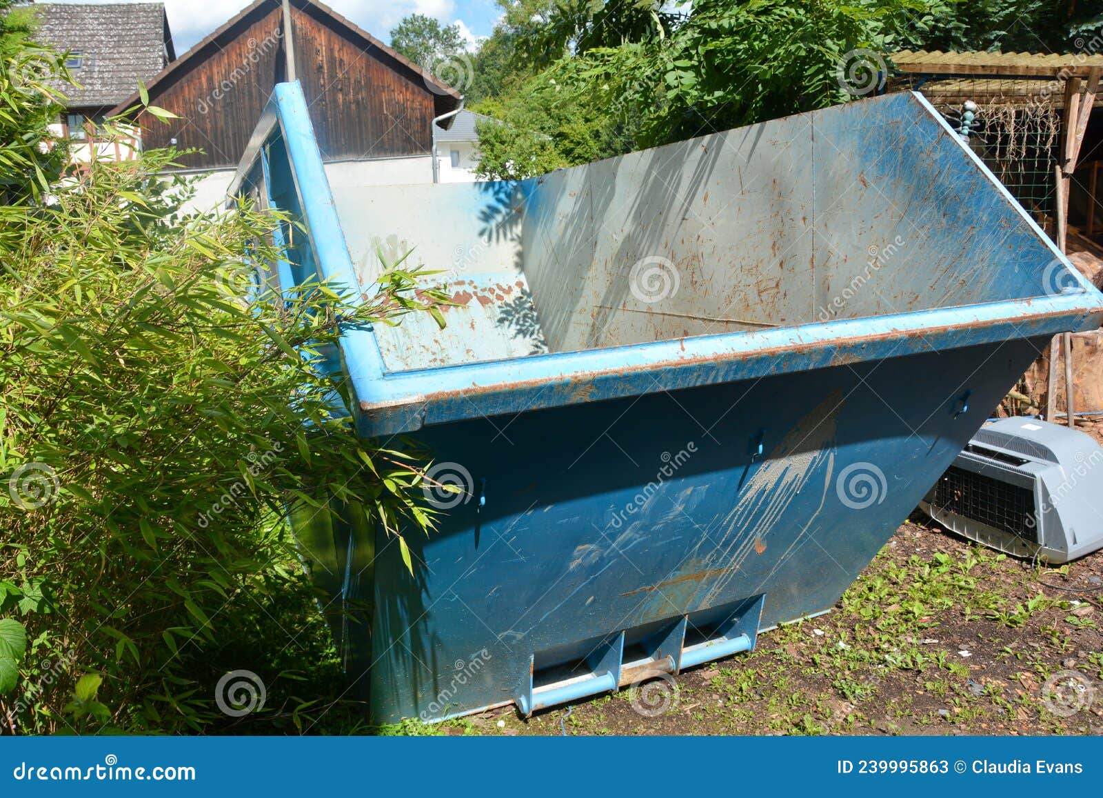 A Large Empty Waste Container Stands in the Yard Stock Image - Image of ...
