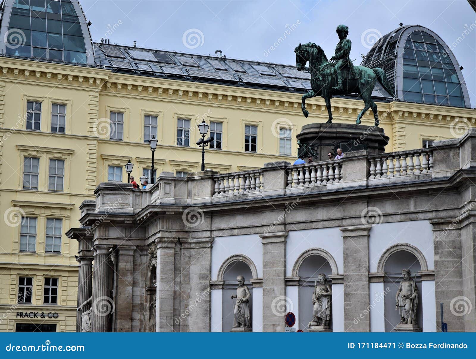 Large Equestrian Statue in Vienna. in the Foreground the Facade of a ...