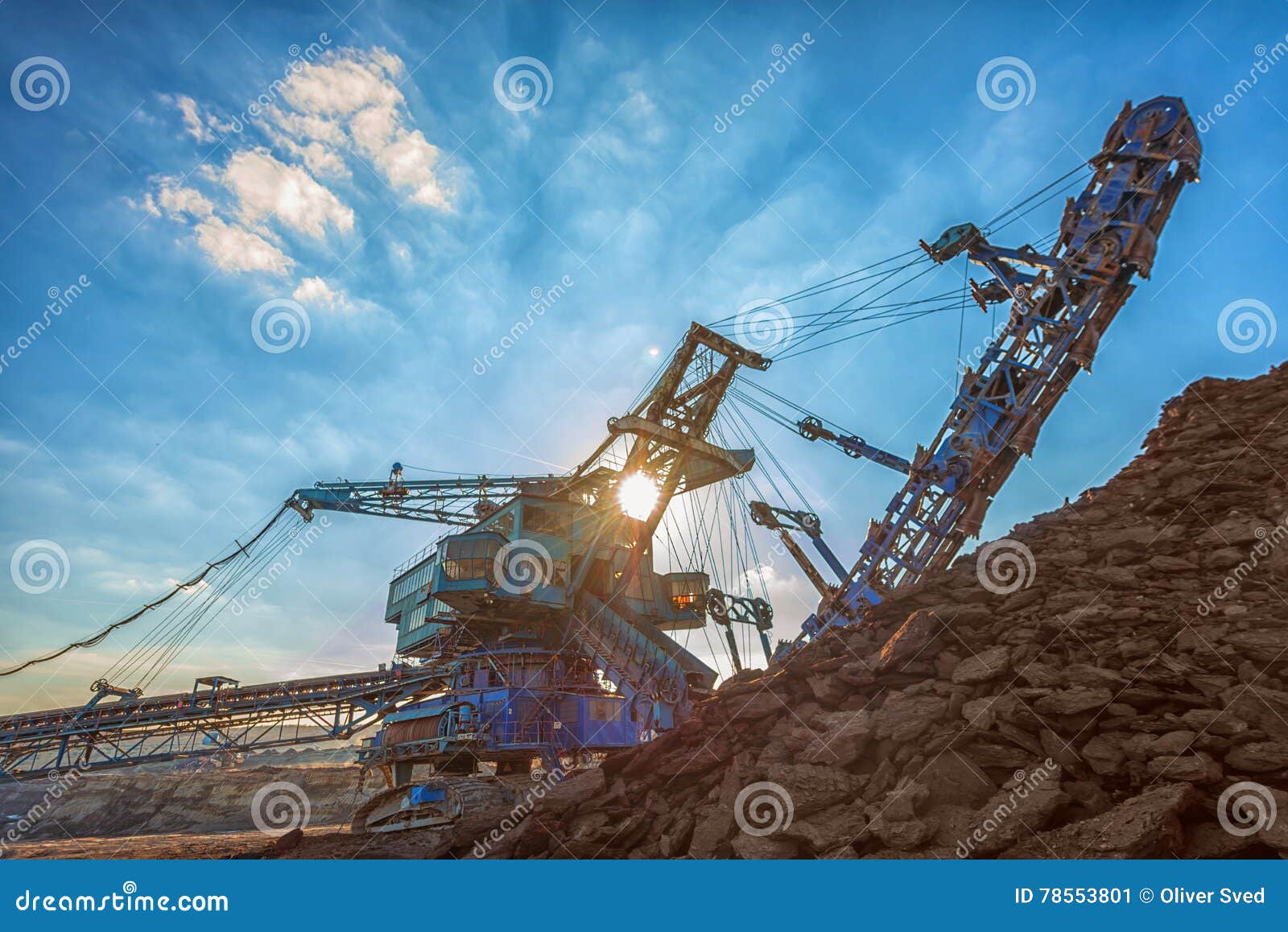 Large Excavator Machine in the Mine Stock Image - Image of landscape ...