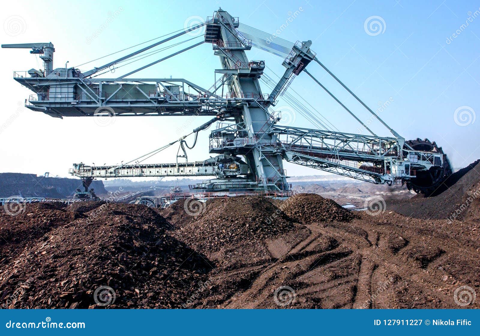 Coal Excavation on the Surface Mine Stock Image - Image of dump, digger ...