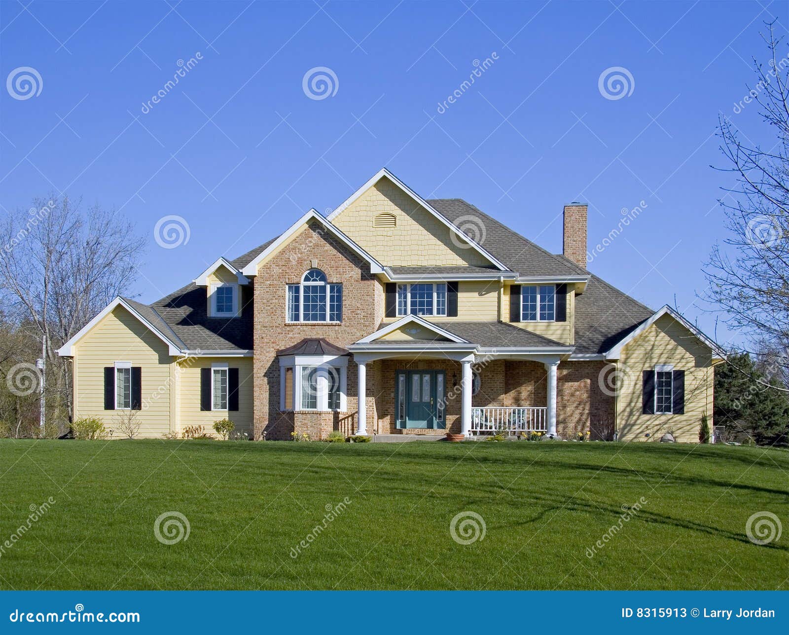 Large Executive Brick Home stock image. Image of green - 8315913