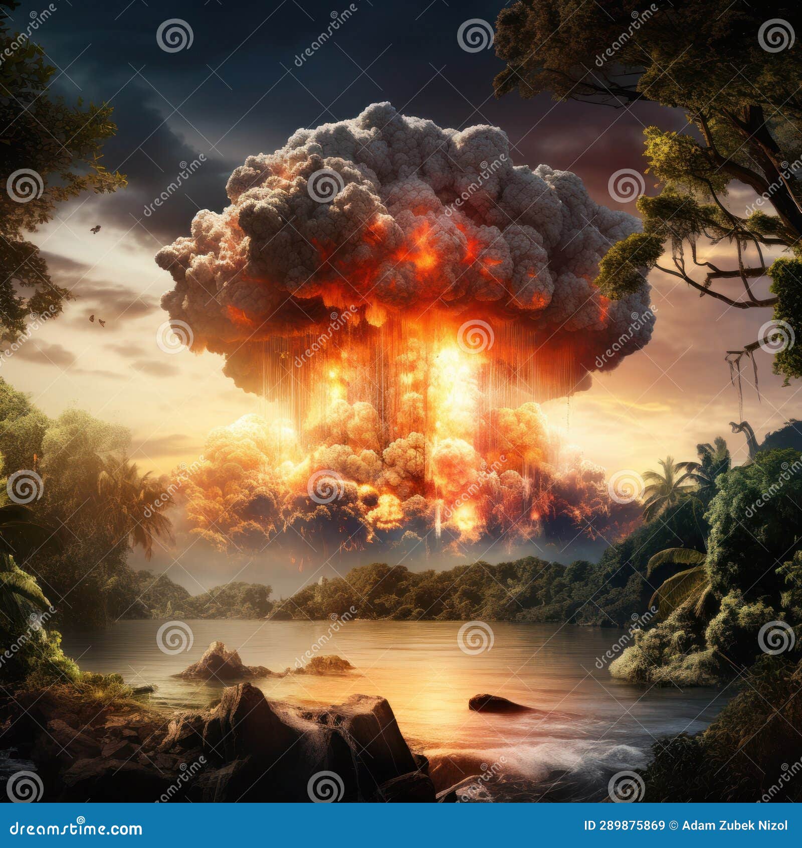 A Large Explosion in the Air Stock Illustration - Illustration of water ...