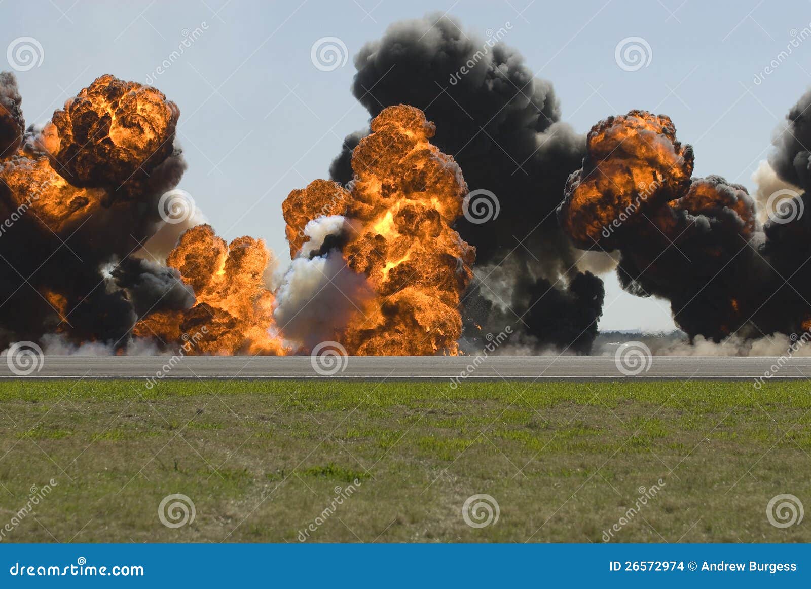 Large Explosion on Airport Runway Stock Photo - Image of burn, highway ...