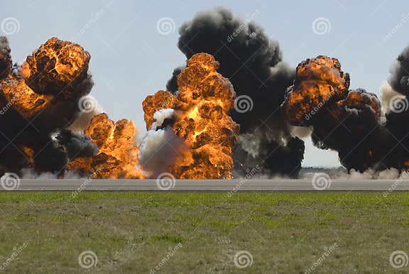 Large Explosion on Airport Runway Stock Photo - Image of burn, highway ...