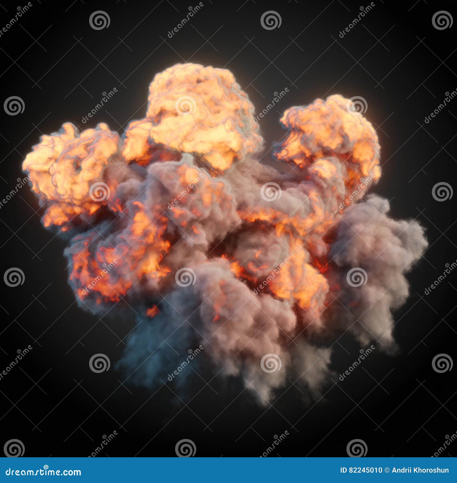 Large Explosion with Black Smoke 3d Rendering Stock Illustration ...