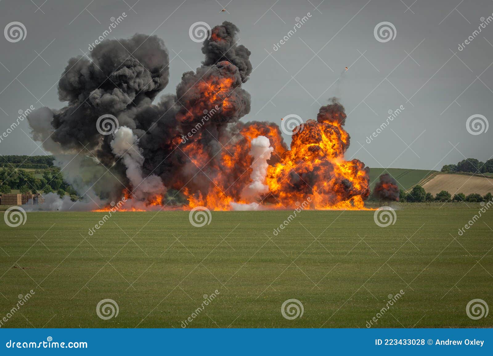 A Large Explosion in a Fileld Stock Photo - Image of field, fire: 223433028