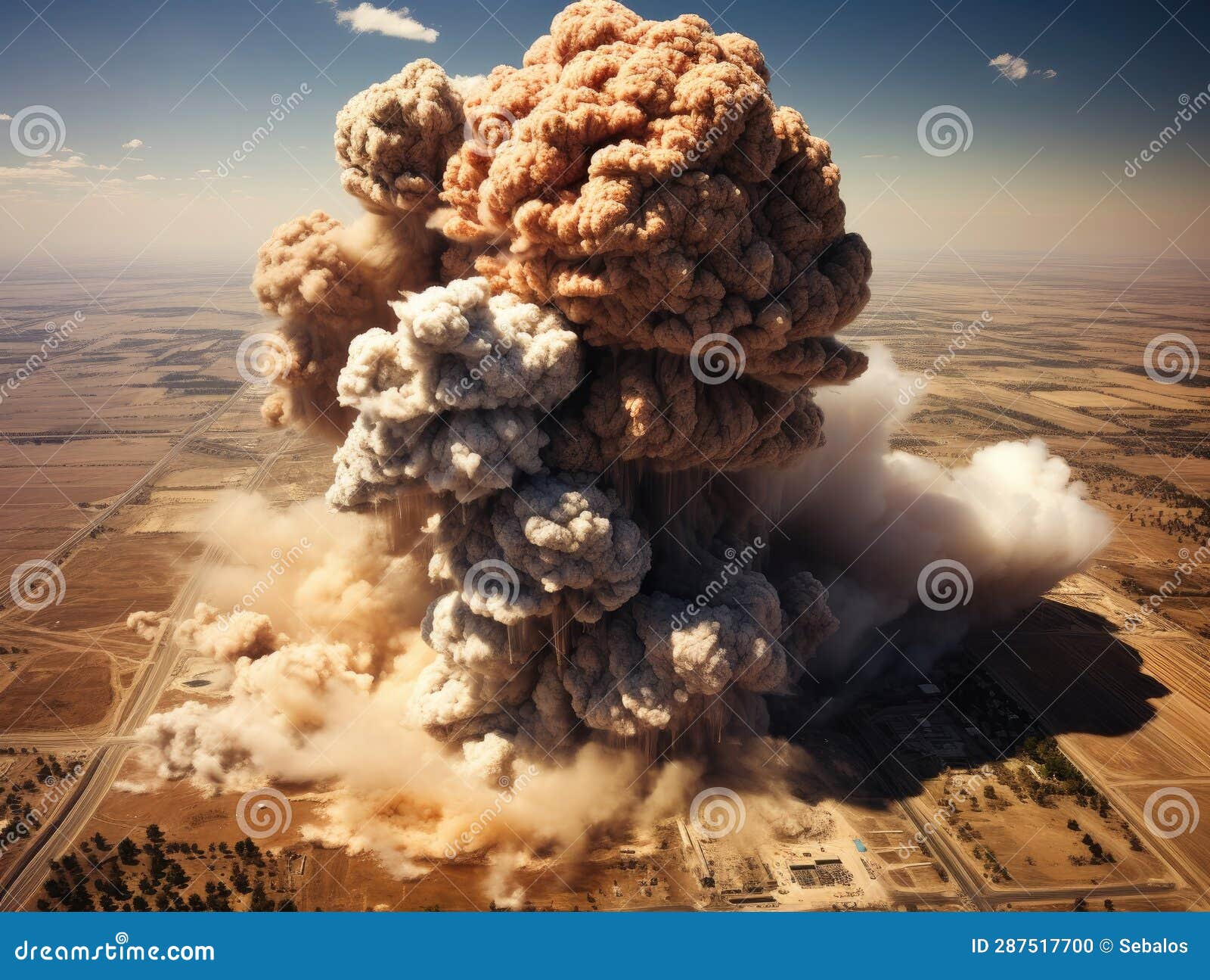 A Large Explosion in a Field, with Smoke and Debris Rising into the Air ...