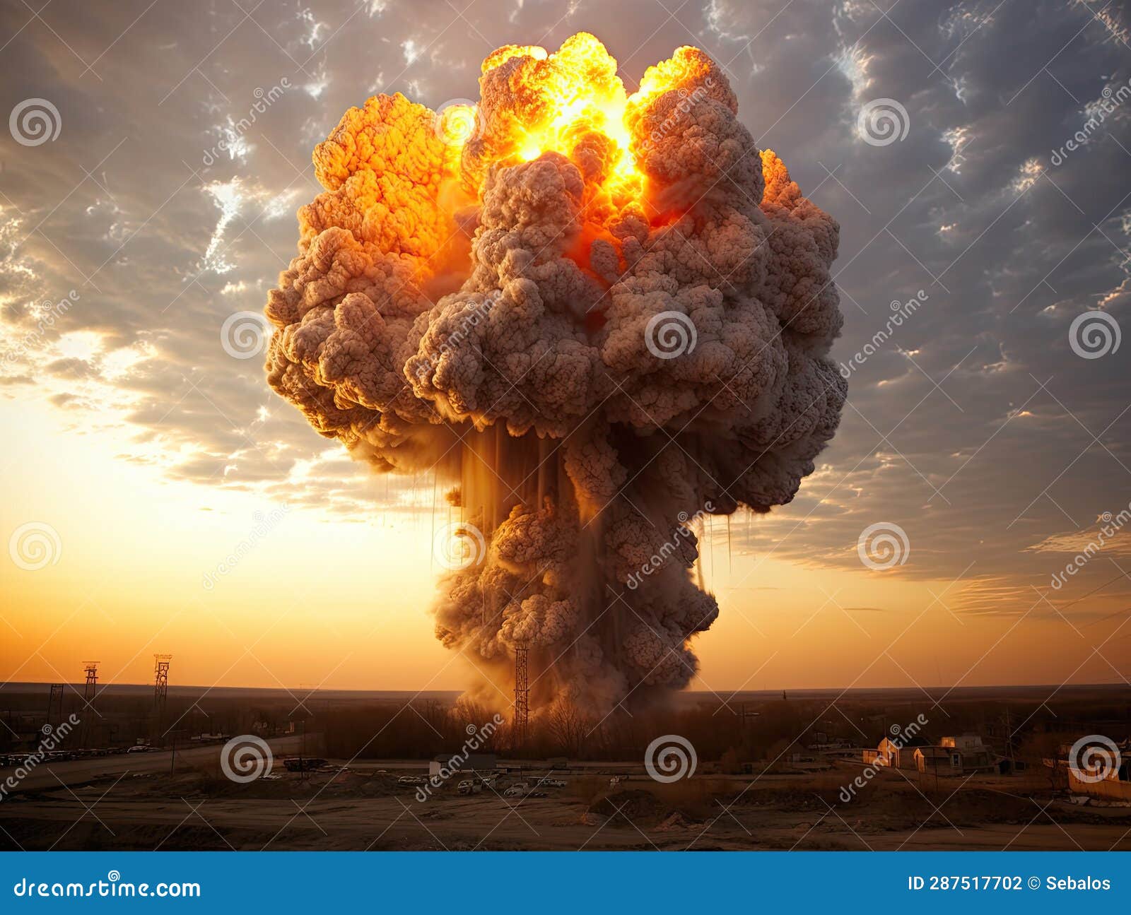 A Large Explosion in a Field, with Smoke and Debris Rising into the Air ...