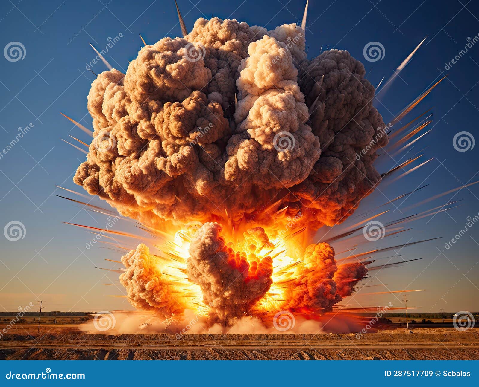 A Large Explosion in a Field, with Smoke and Debris Rising into the Air ...