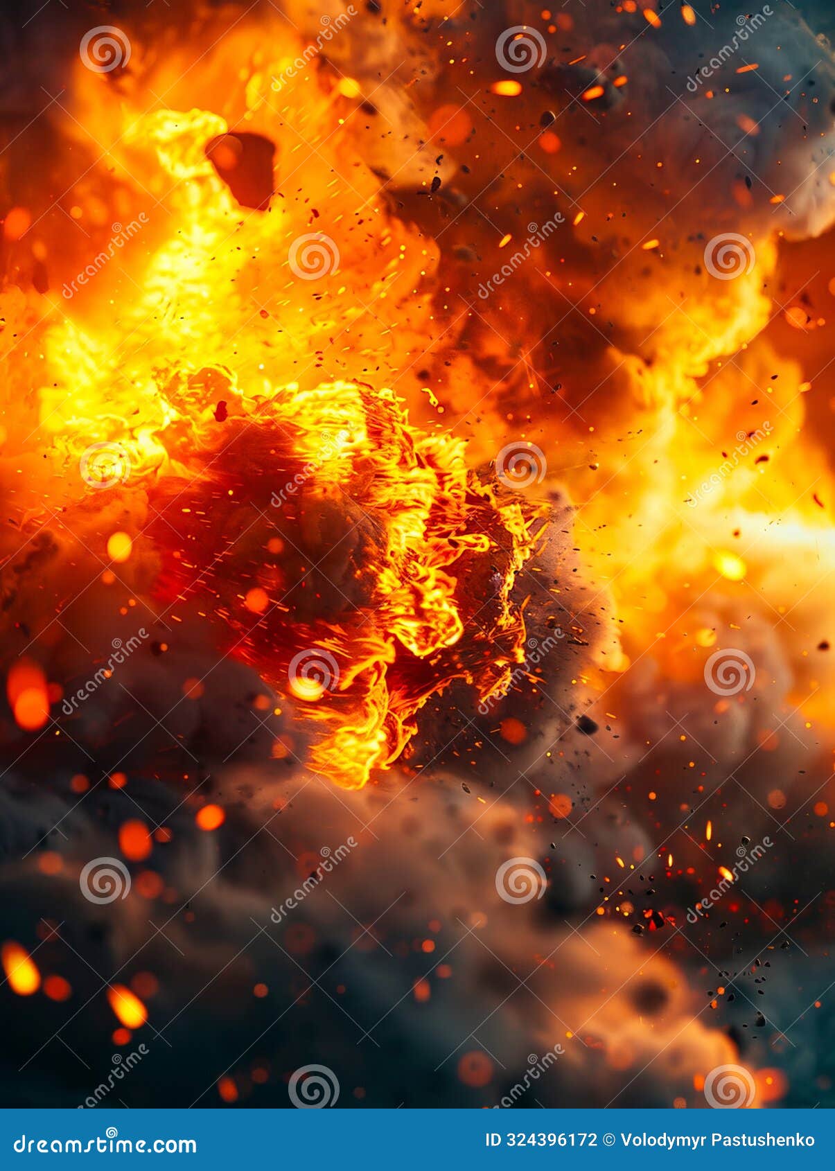 A Large Explosion with Fire and Smoke Stock Photo - Image of explosion ...