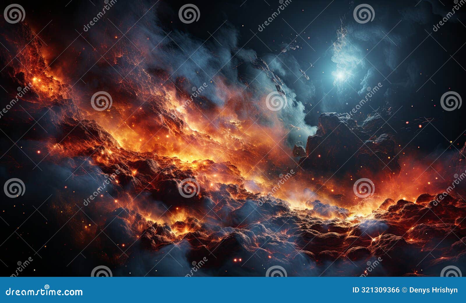 Massive Fire and Smoke Explosion in the Night Sky Stock Photo - Image ...