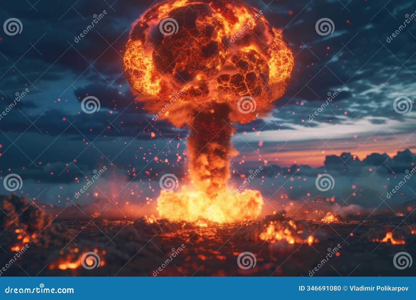 A Large Explosion of Fire and Smoke in the Sky, Ideal for Dramatic or ...