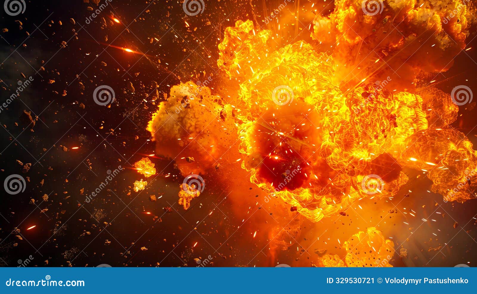 A Large Explosion of Fire and Sparks in the Air Stock Image - Image of ...