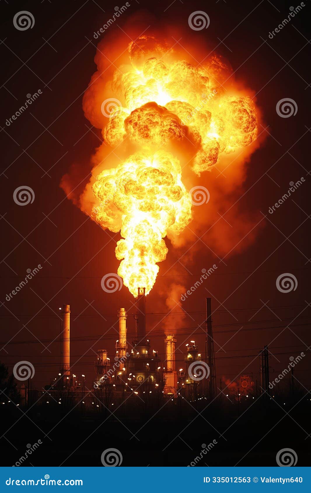A Large Explosion is Seen from the Side of a Factory Stock Image ...