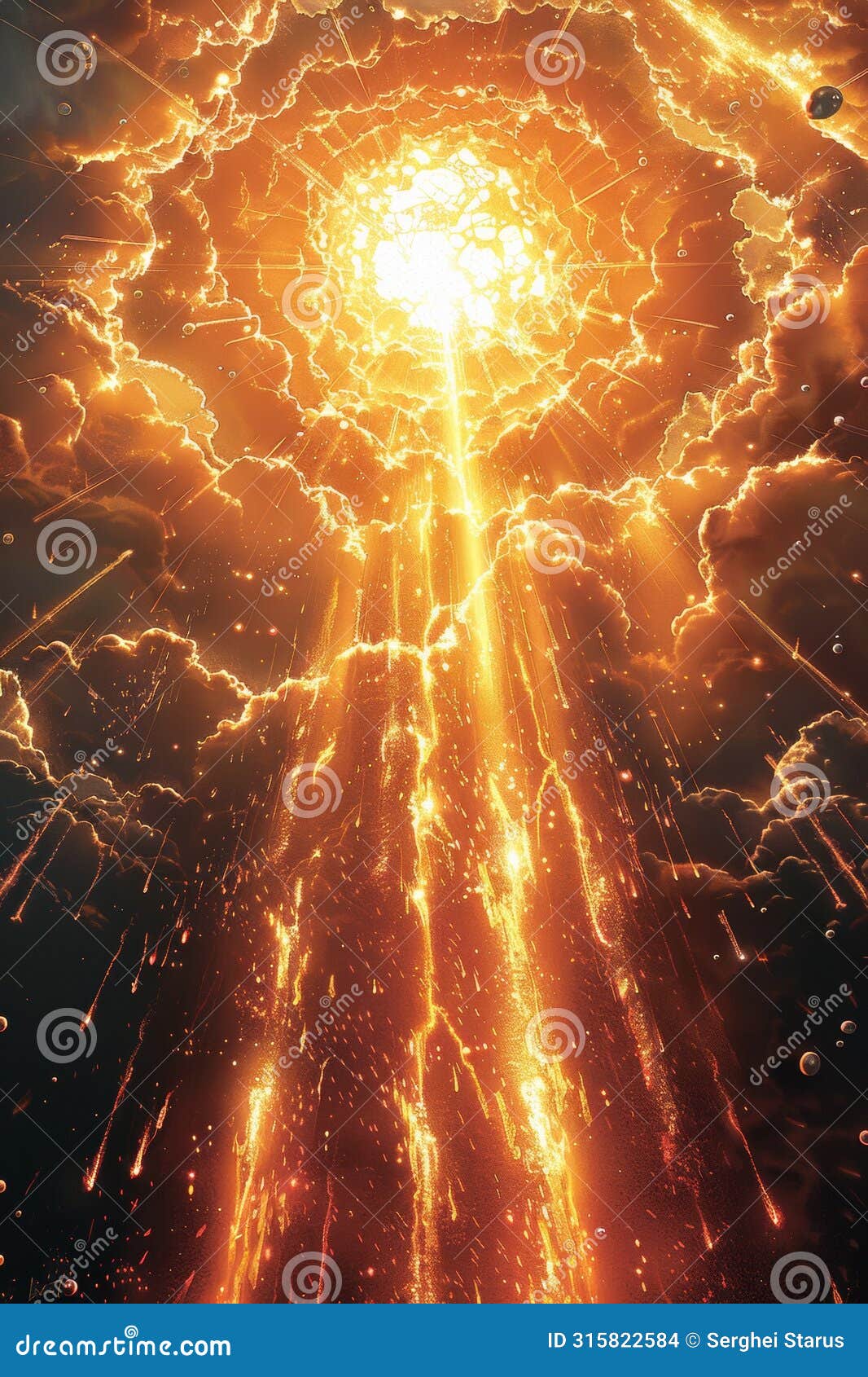 A Large Explosion in the Sky with a Bright Light, AI Stock Photo ...