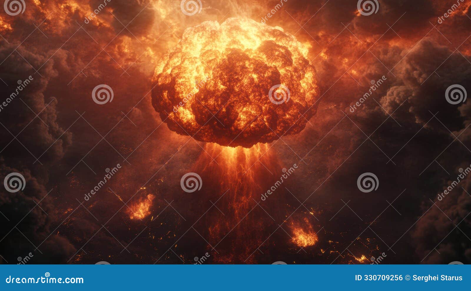 A Large Explosion in the Sky with Clouds and Fire, AI Stock Photo ...