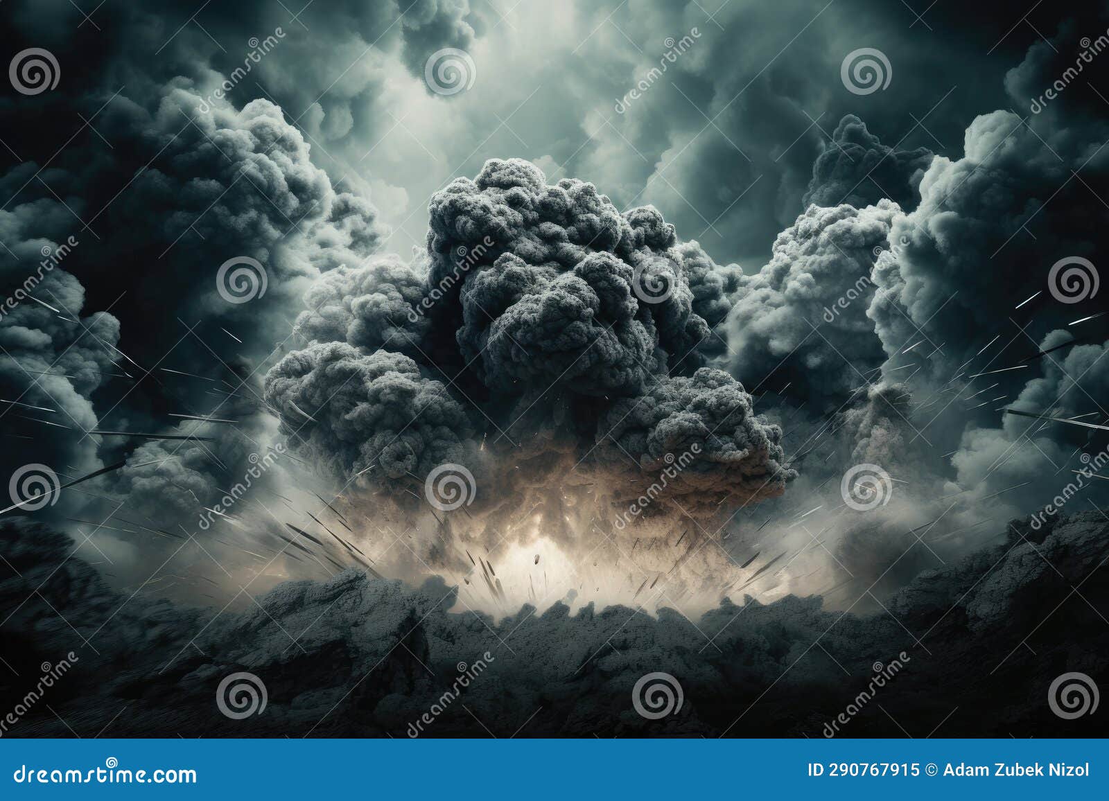 A Large Explosion in the Sky Stock Illustration - Illustration of ...