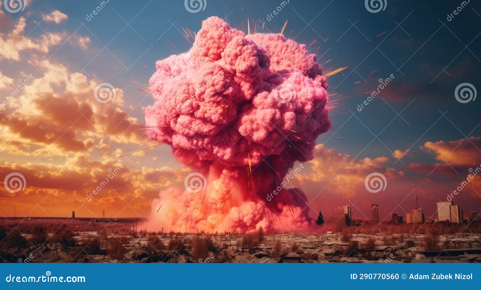 A Large Explosion in the Sky Stock Illustration - Illustration of ...
