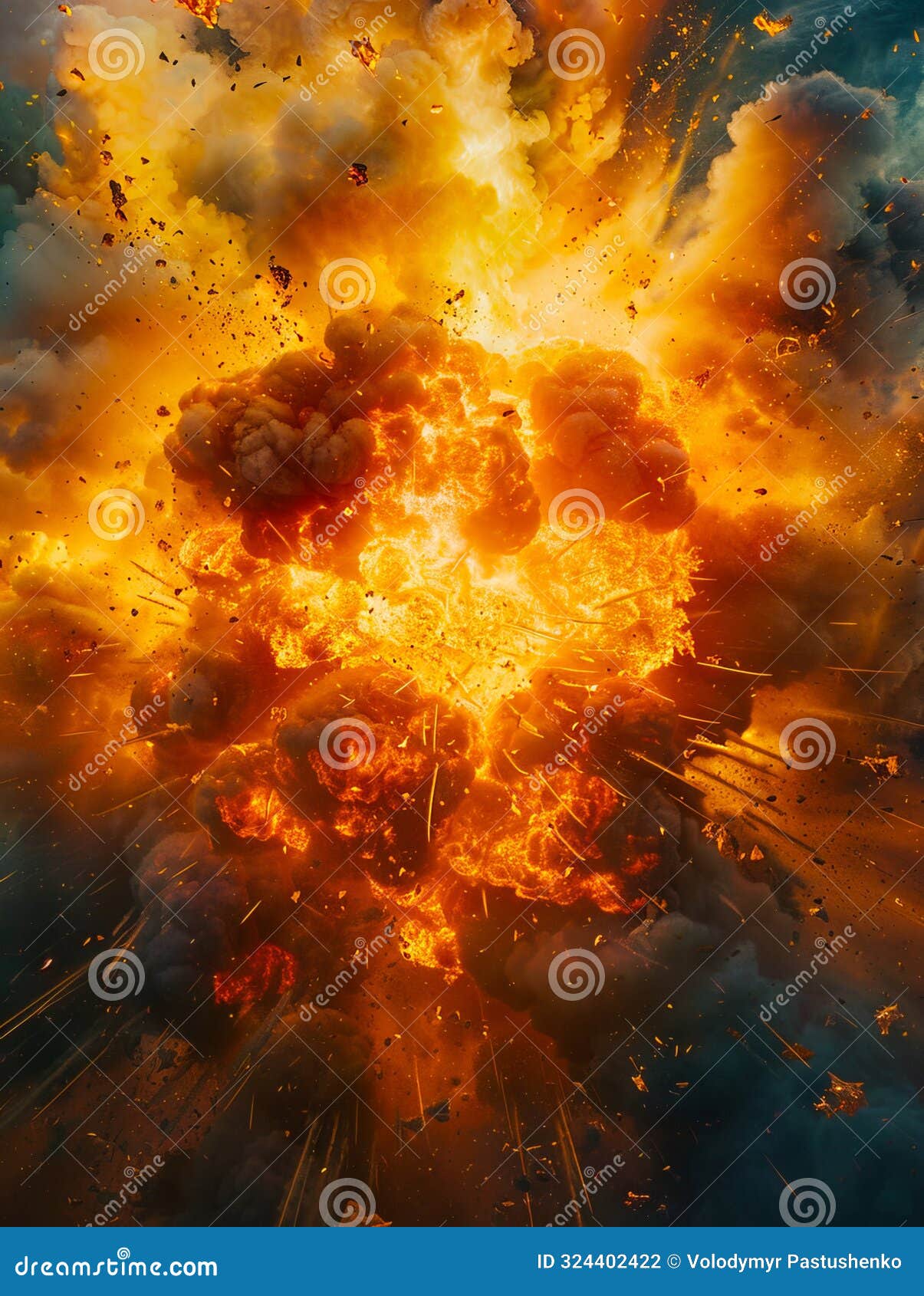 A Large Explosion in the Sky with Smoke Stock Photo - Image of ...