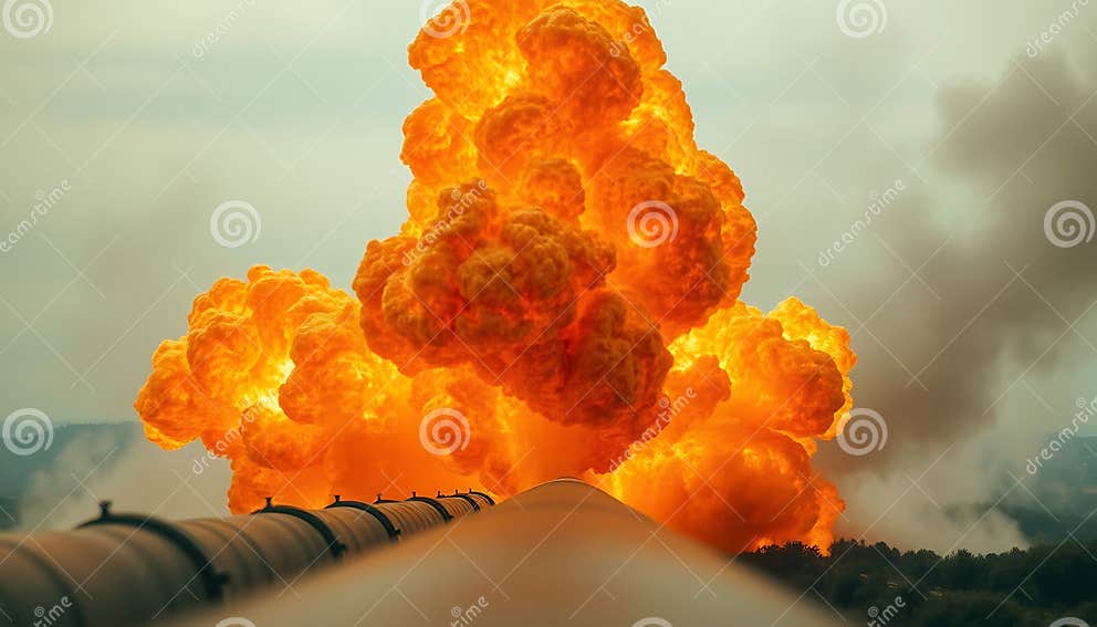 Large Explosion with Smoke and Fire, Dramatic and Intense Generative AI ...