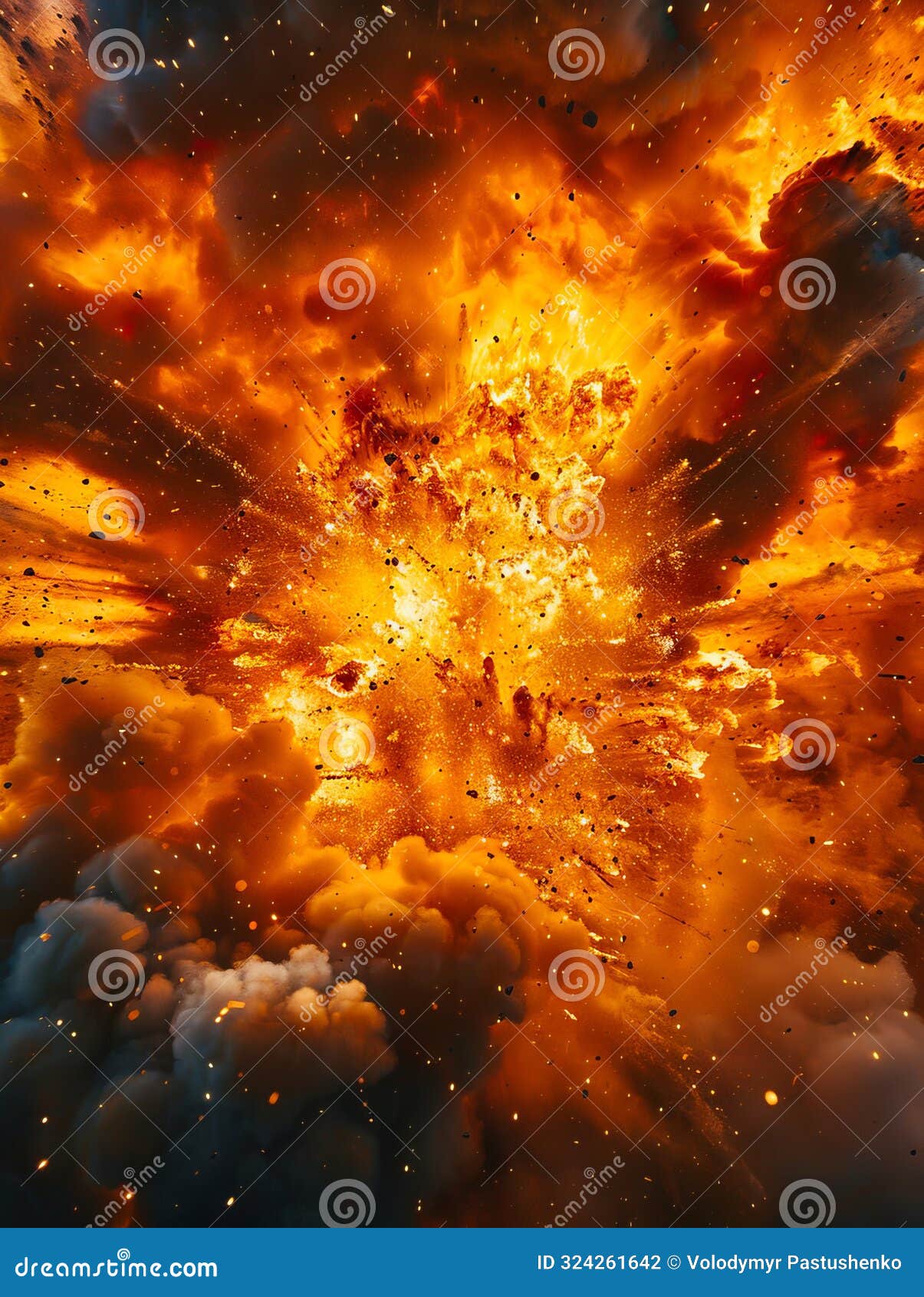A Large Explosion in Space with Clouds and Fire Stock Photo - Image of ...