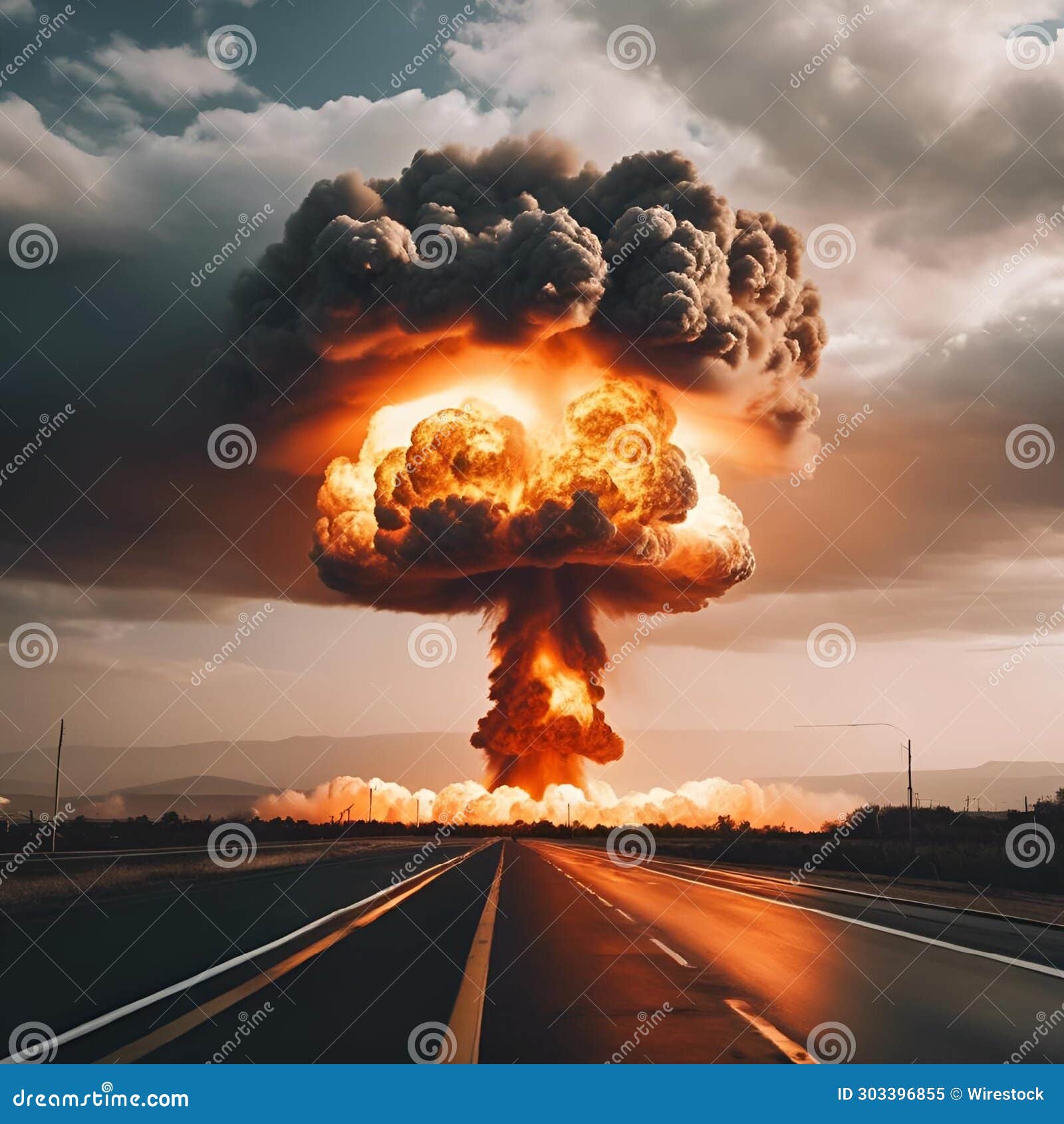 A Large Explosion that Was Exploding from the Ground Near an Airport ...