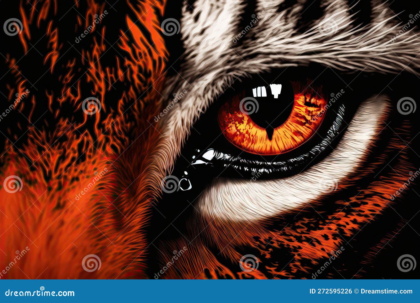 Large Eyes Close Up of a Crimson Tigers Eyes Stock Illustration ...