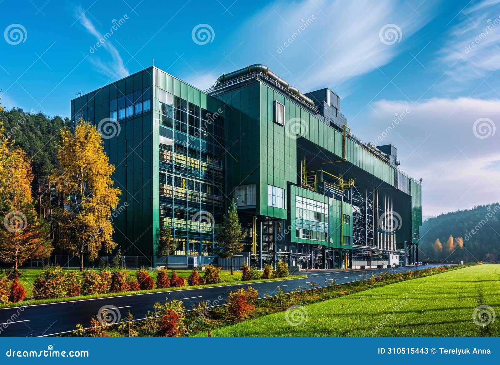 A Large Factory Located in the Nature Landscape Stock Image - Image of ...